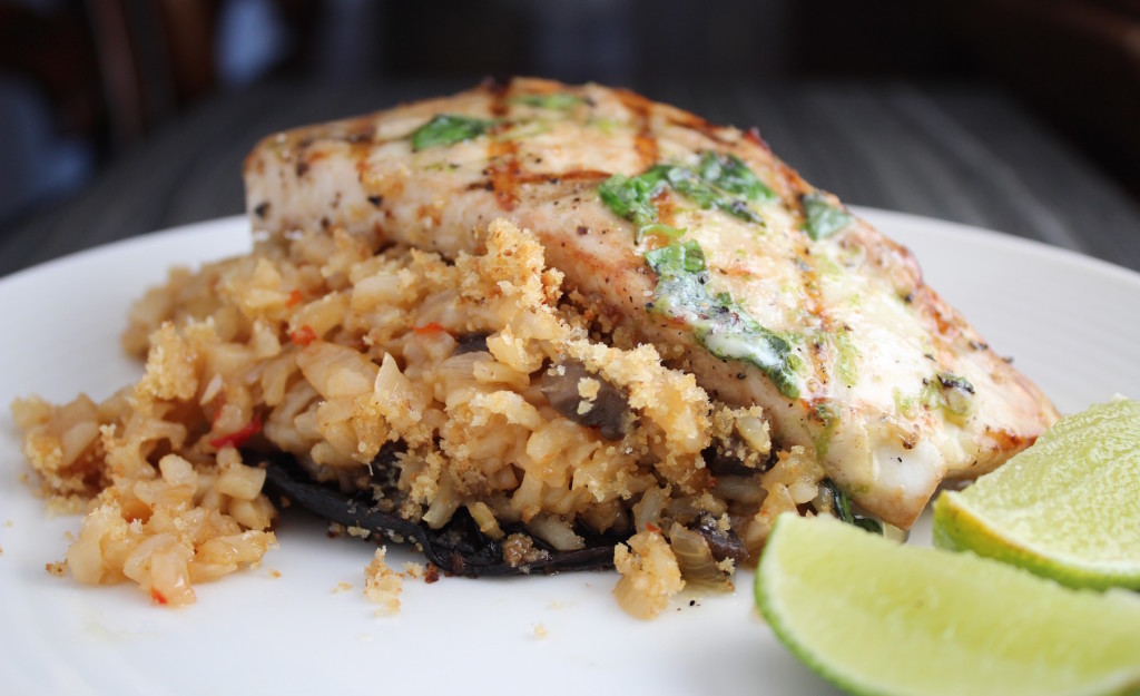 Grilled Wahoo & Stuffed Portobello